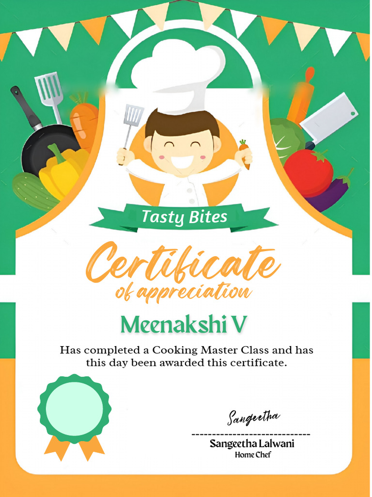 Cooking Master Class Certificate | PDF