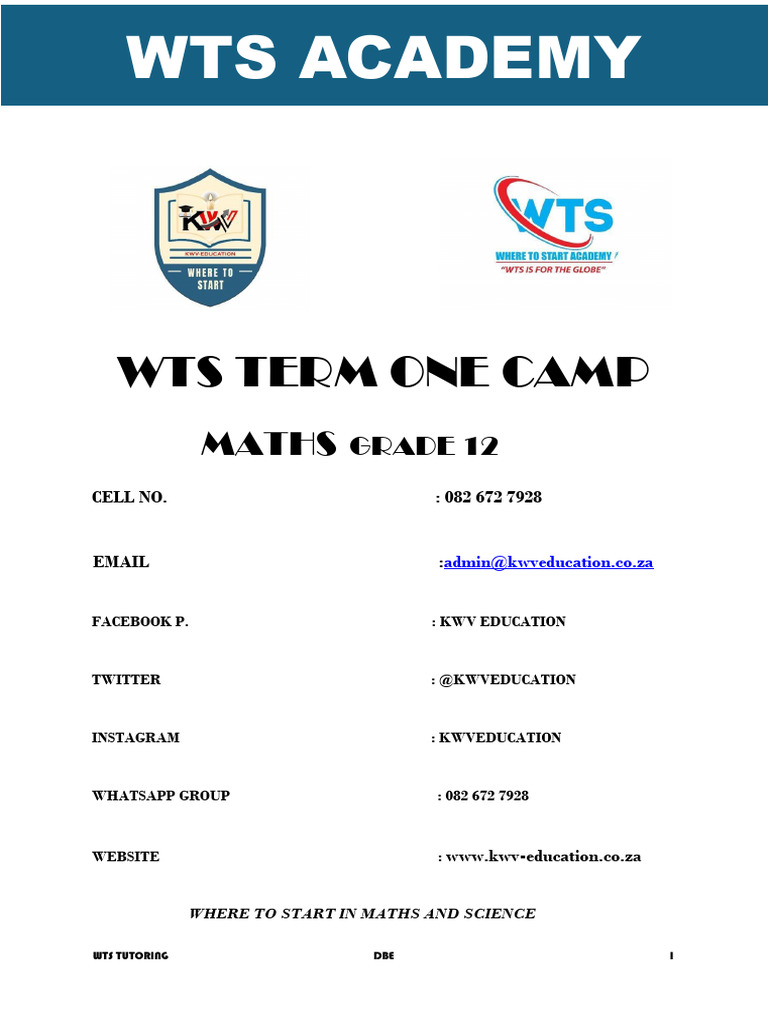 Grade 12 Maths Tutoring Resources | PDF