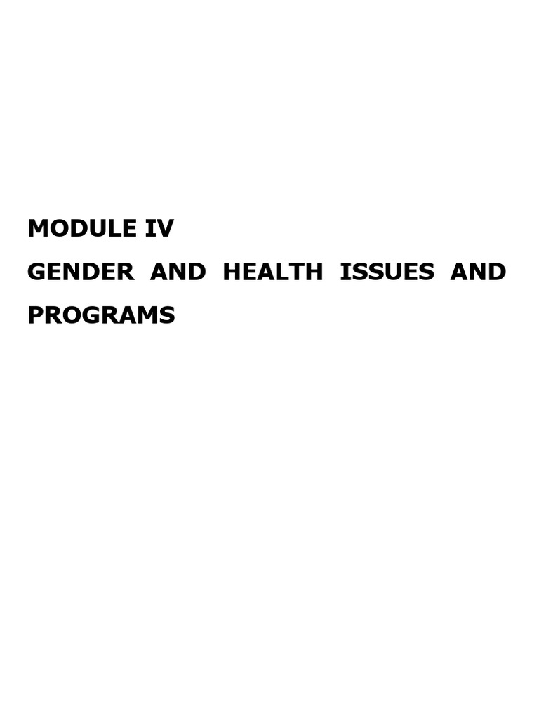CHAPTER 4 GENDER AND HEALTH ISSUES AND PROGRAMS | PDF | Substance Abuse ...