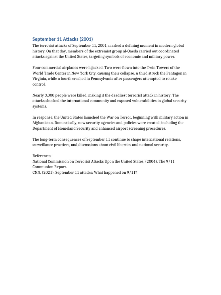 September 11 Attacks 2001 | PDF