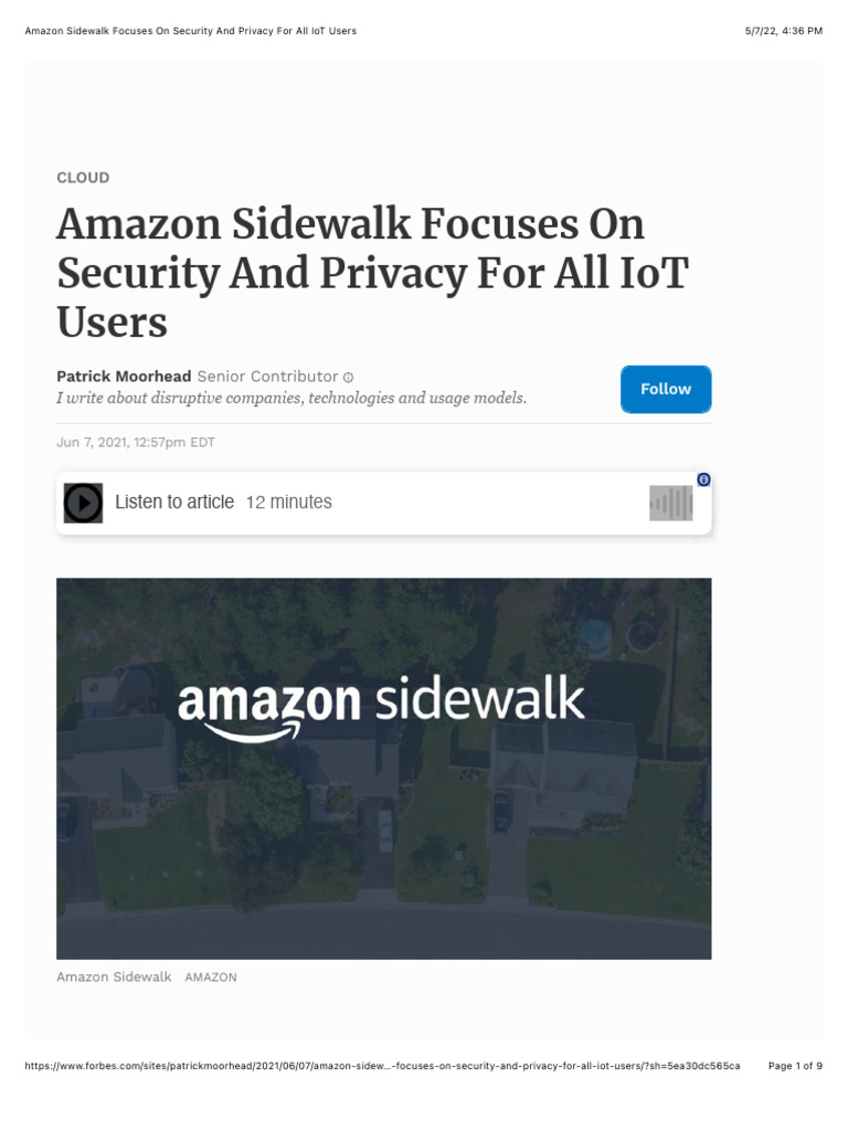 Amazon Sidewalk: Security & Privacy Insights | PDF | Internet Of Things ...