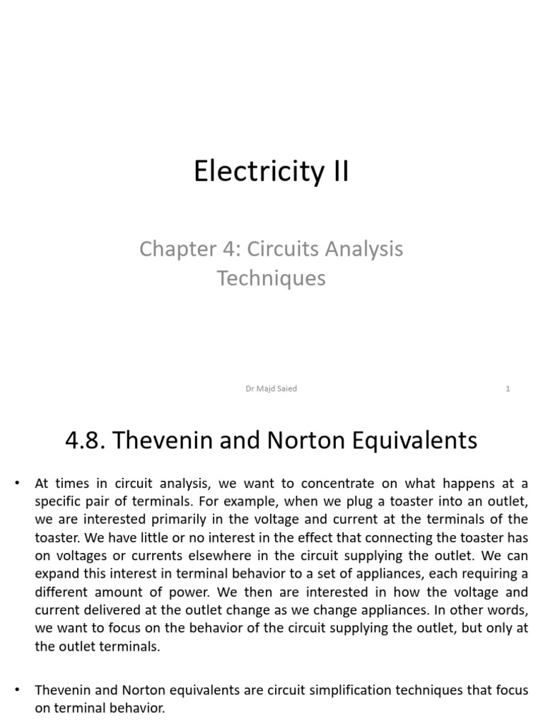 Electricity Ii_chapter 4 (Part III) | PDF | Electrical Network | Electrical Circuits