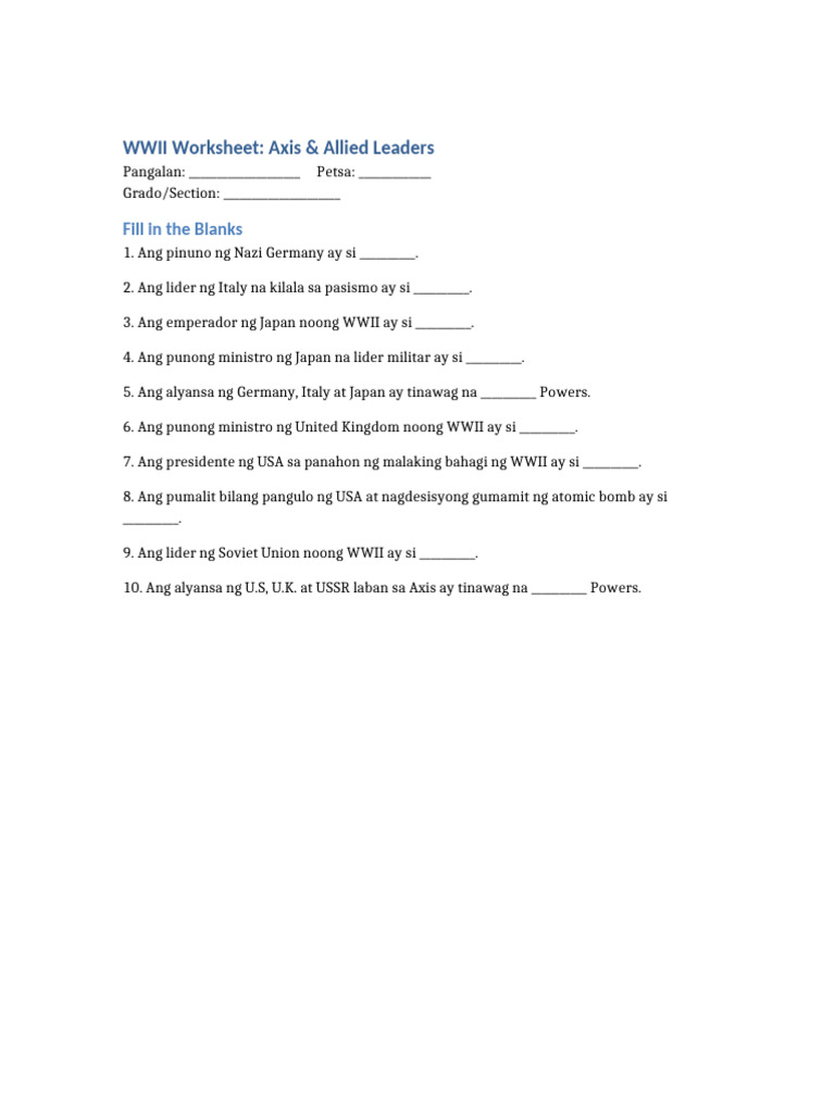 WWII Axis Allied Leaders | PDF