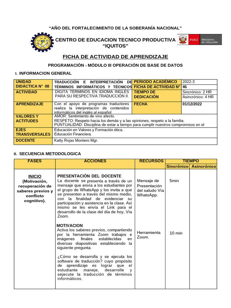 Ficha de Actividad de Aprendizaje N° 46 -Katty Rojas M. 01-12-2022 ...