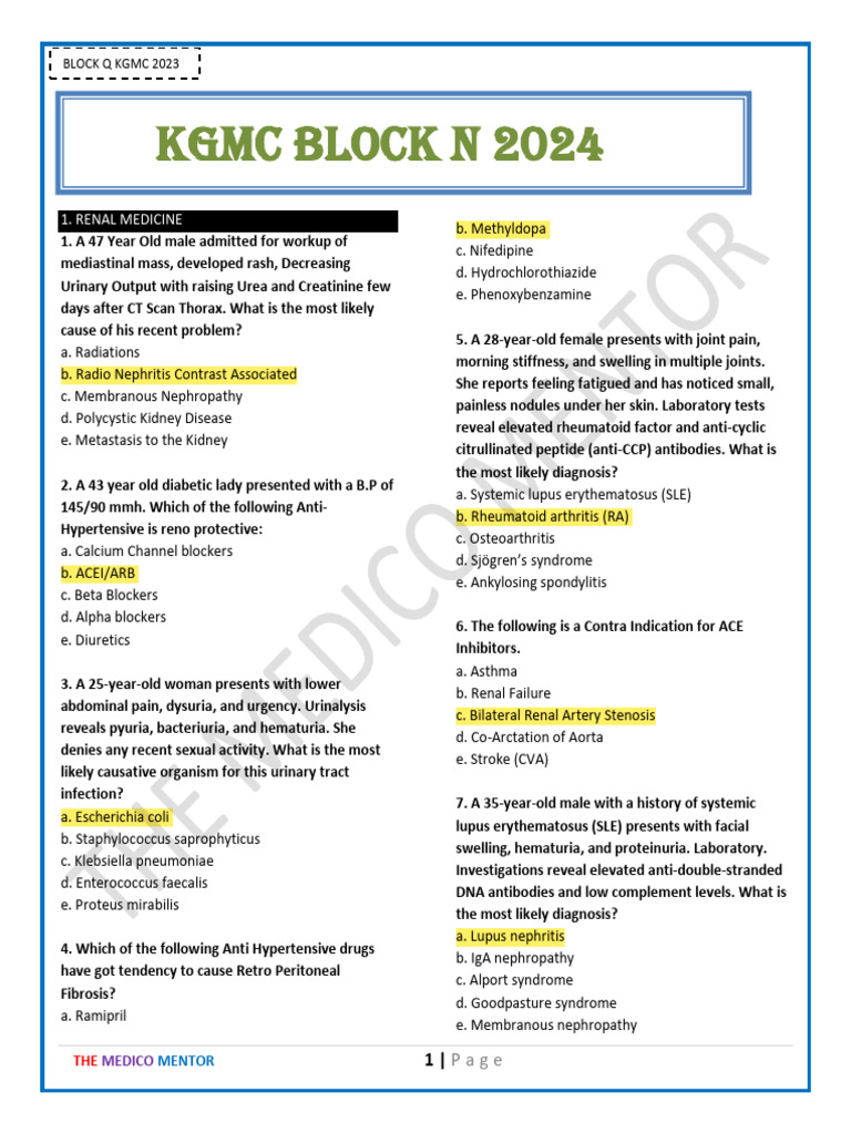KGMC Block Q 2024 Solved v1 | PDF | Headache | Vertigo