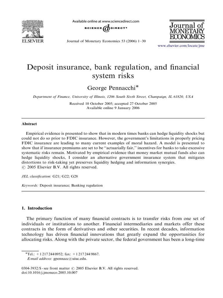 Pennacchi_2006 | PDF | Banks | Money Market Fund