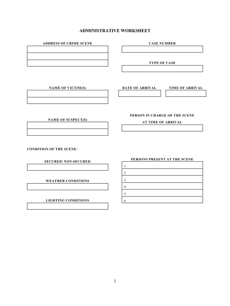 IG-Crime Scene Admin Worksheet | PDF