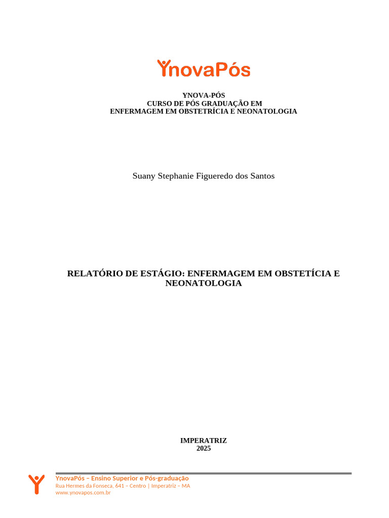 Relatório de Estágio Suany | PDF | Parto | Gravidez