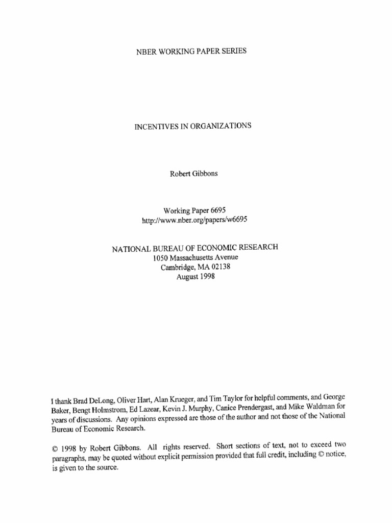 06 Gibbons 1998 | PDF | Incentive | Capital (Economics)