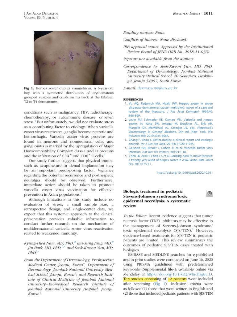 Biologic Treatments for Pediatric SJS/TEN | PDF | Psoriasis | Medicine