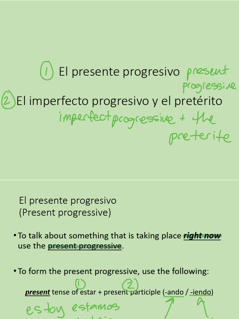 Los tiempos verbales progresivos y el pretérito | PDF | Linguistic ...
