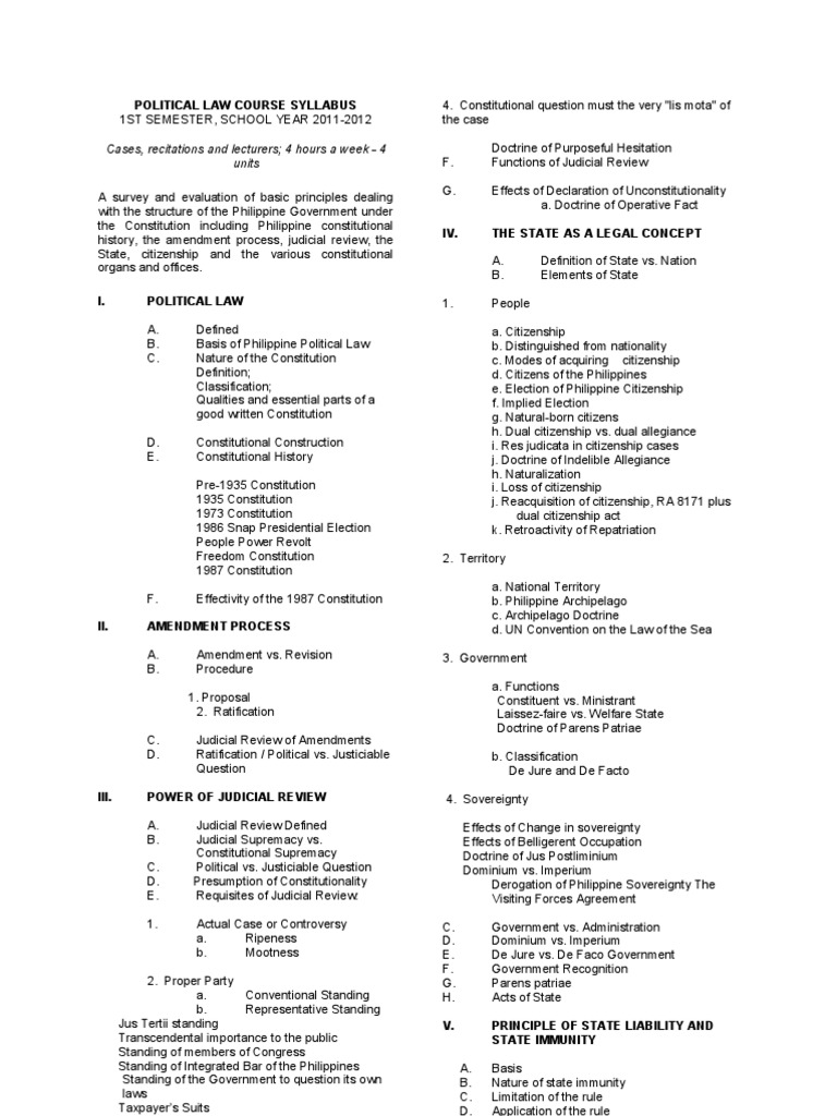 Constitutional Law 1 - COURSE SYLLABUS | PDF | United States House Of ... Constitutional Law 1 - COURSE SYLLABUS | PDF | United States House Of ...