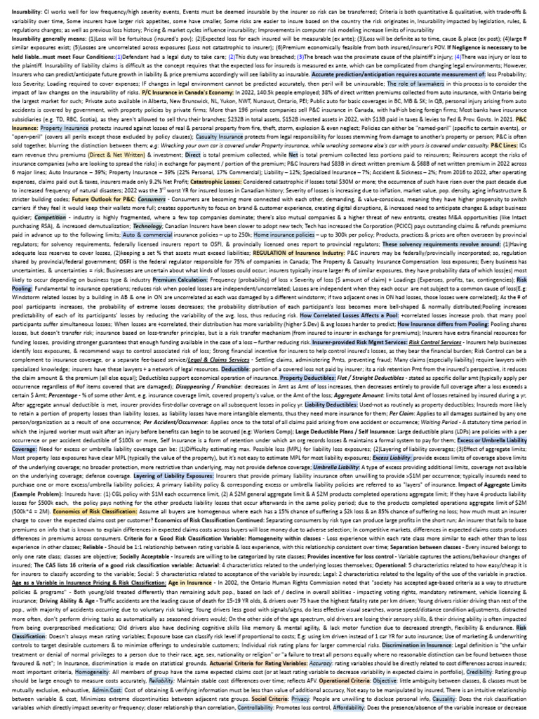 BU353 Cheat Sheet | PDF | Insurance | Reinsurance