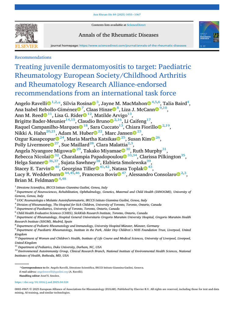 Juvenile Dermatomyositis Treatment Guidelines | PDF | Pediatrics ...