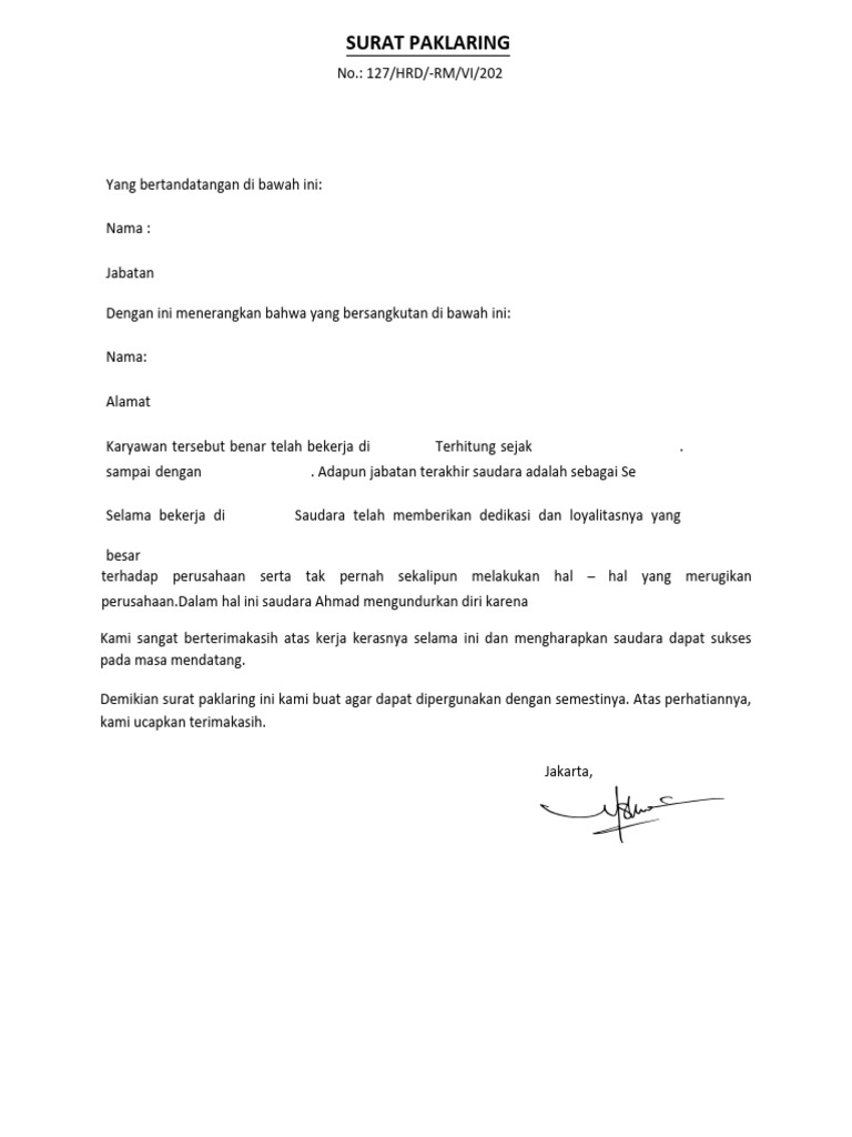 Contoh Surat Paklaring New | PDF