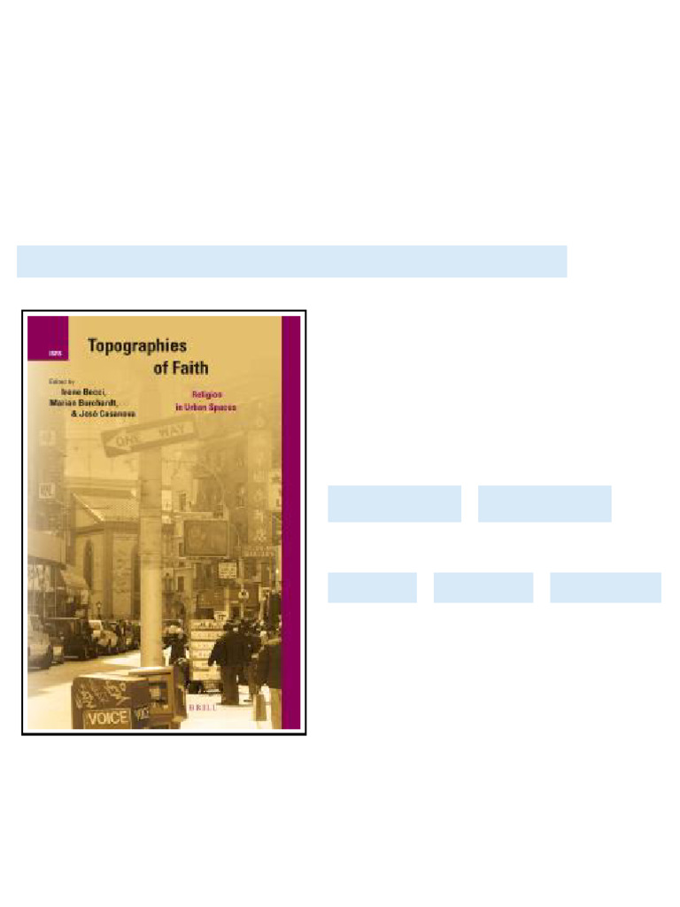 Topographies of Faith Religion in Urban Spaces 1st Edition Irene Becci ...