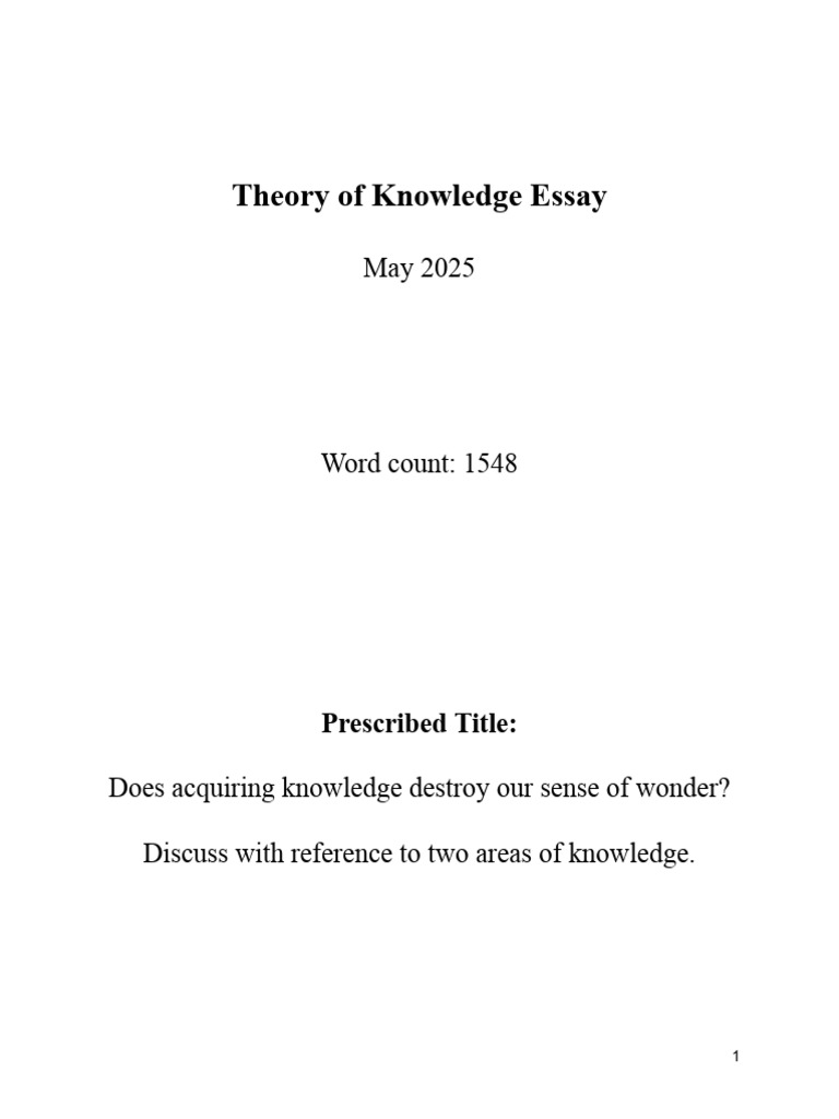 Knowledge vs. Wonder: A TOK Exploration | PDF | Mathematics | Knowledge
