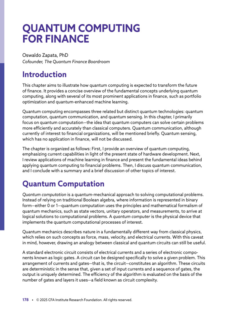 Quantum Computing's Impact on Finance | PDF | Quantum Computing ...