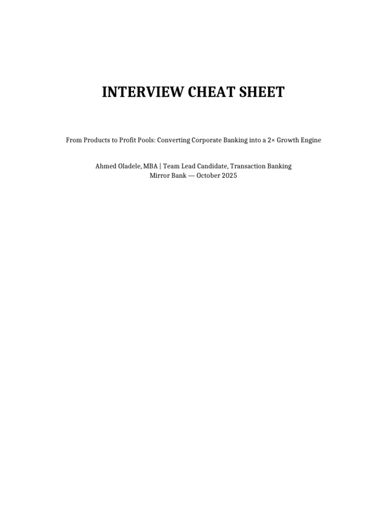 Corporate Banking Interview Guide | PDF