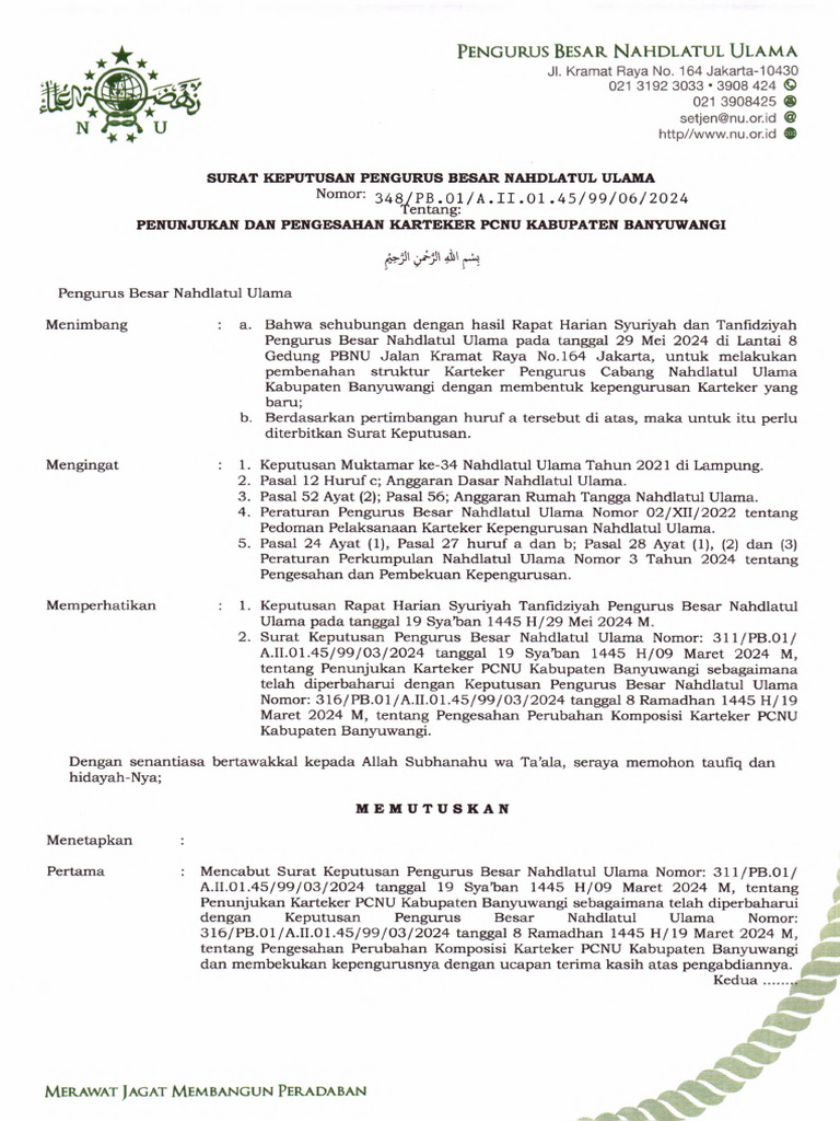 SK Karteker Pcnu Kab Bwi 2024 | PDF