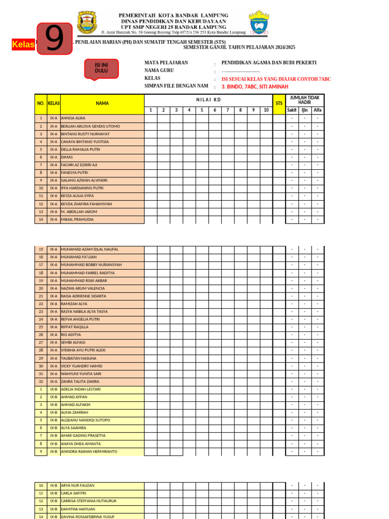 9.1 PAI BLANGKO NILAI STS 25.26 | PDF | Sufism