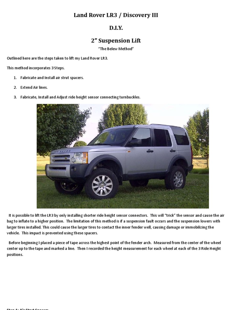 Land Rover LR3 2" Suspension Lift Guide | PDF | Suspension (Vehicle ...