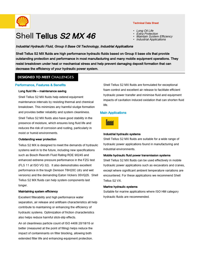 TDS - Tellus S2 MX 46 | PDF | Liquids | Mechanical Engineering