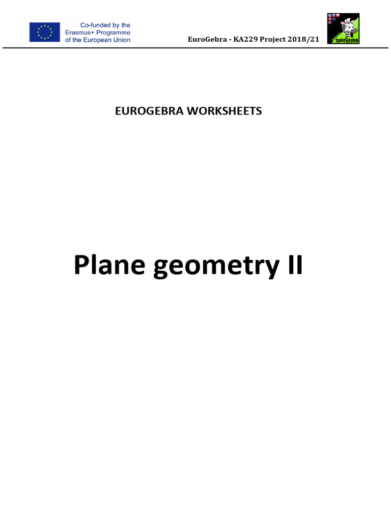 EuroGebra Plane Geometry Worksheets | PDF | Circle | Perpendicular
