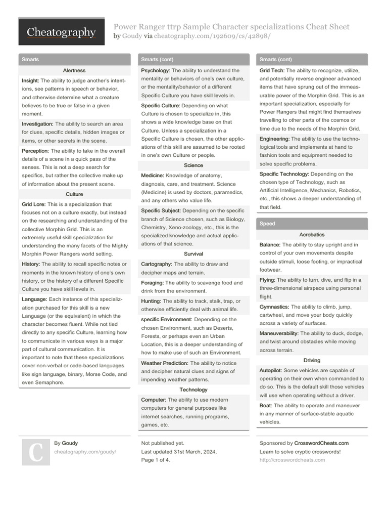 Character Specializations | PDF