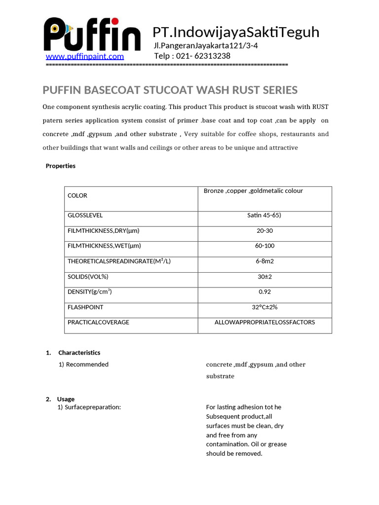 TDS P Bae Coat Stucoat Wash Rust Series | PDF | Physical Sciences ...