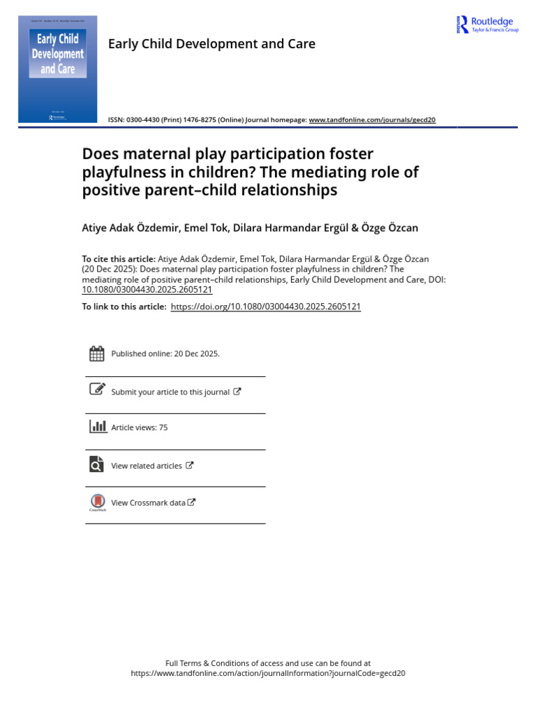 Does Maternal Play Participation Foster Playfulness in Children the ...