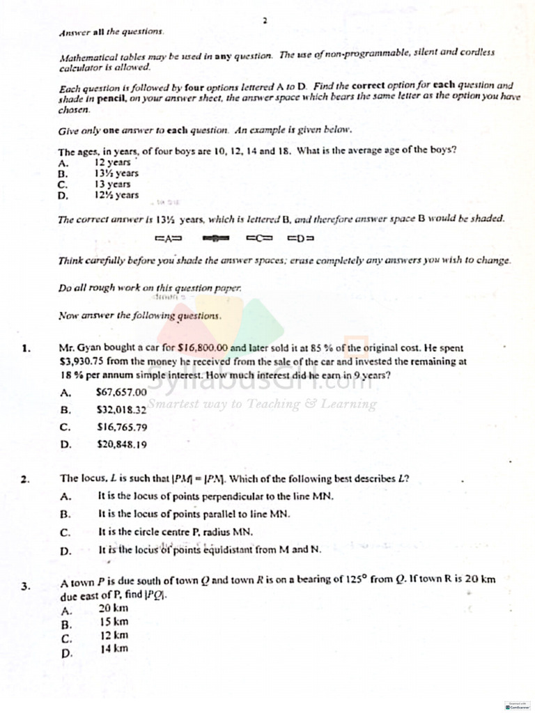 2025 Wassce Mathematics Core 1 | PDF