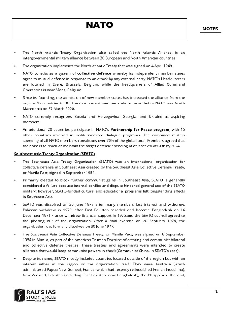 Various Military Alliances Accords & Organisations | PDF | Commonwealth ...