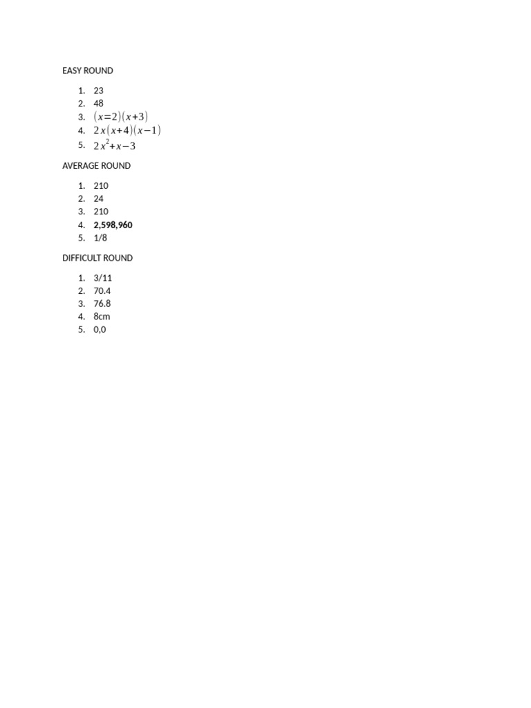 Answer Key Grade 10 Quiz | PDF