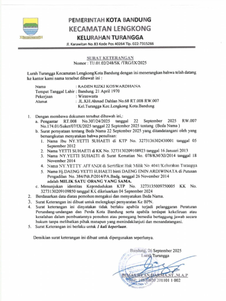 Beda Nama Yetty Affandi-1 | PDF