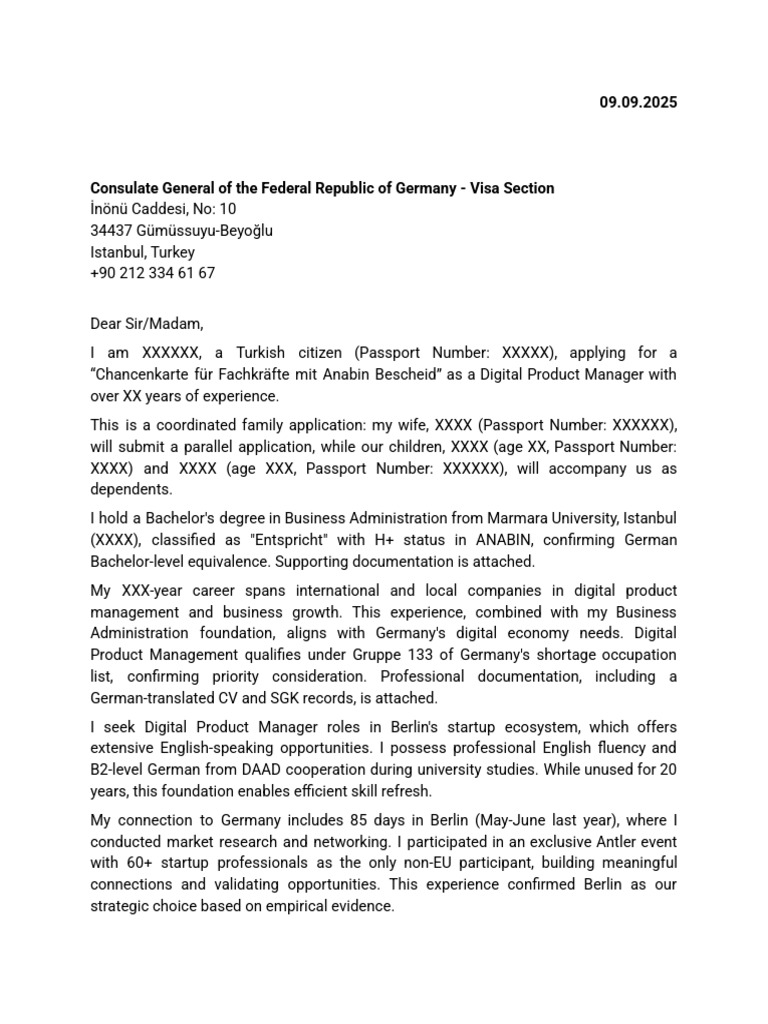 Cover letter for ChancenKarte_sample | PDF