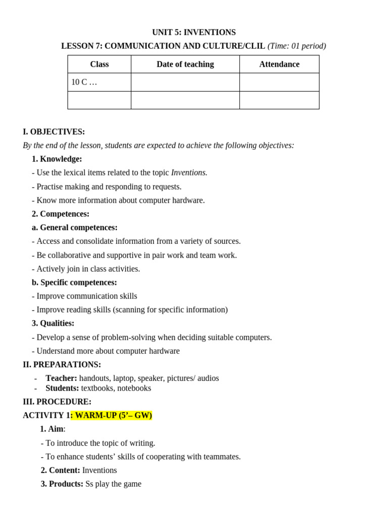 Unit 5 - Lesson 7 - Clil | PDF | Laptop | Information