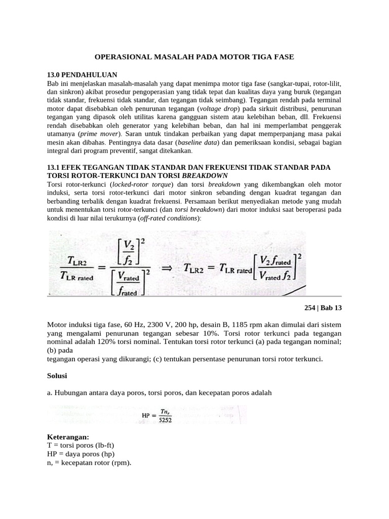 Masalah Operasional Motor Tiga Fase | PDF