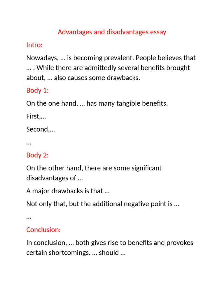 Advantages and Disadvantages Essay | PDF