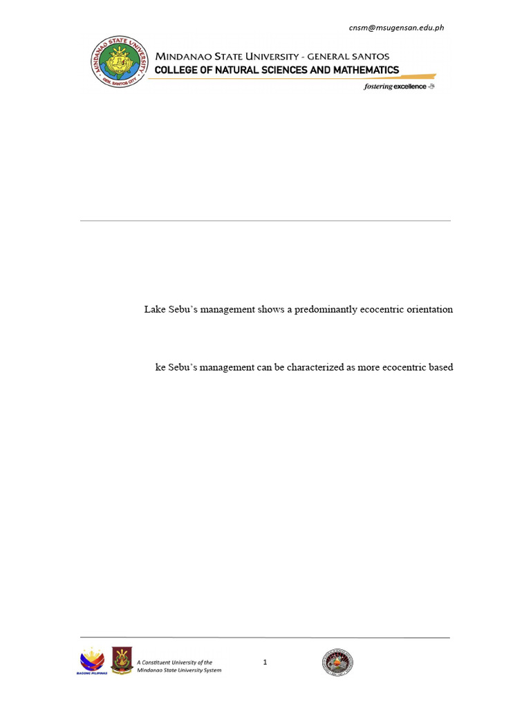 Lake Sebu Health Assessment-field Sampling Techniques | PDF | Plankton ...