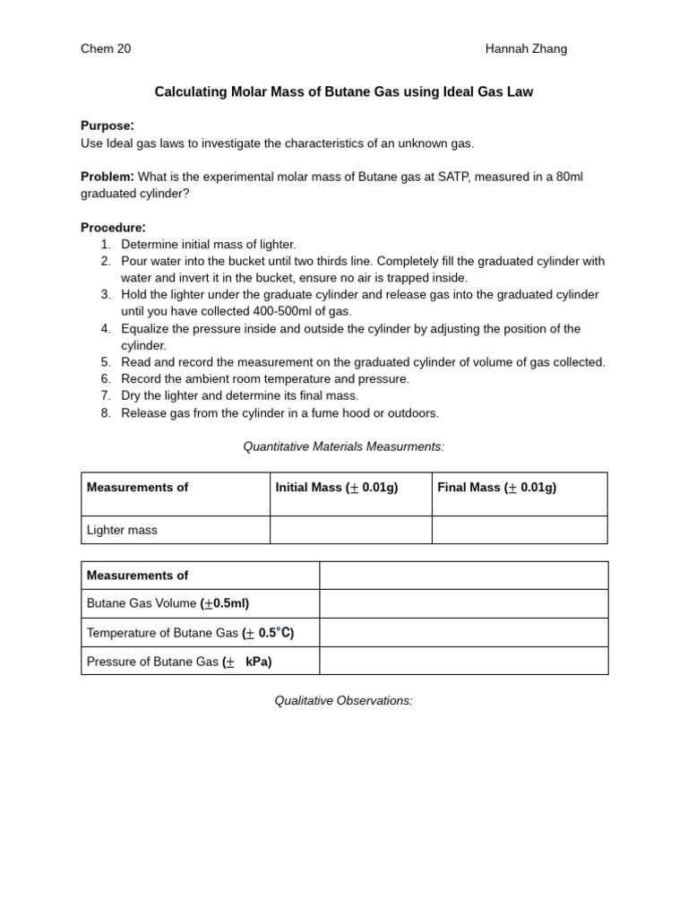 Gas Stoich Lab2 | PDF