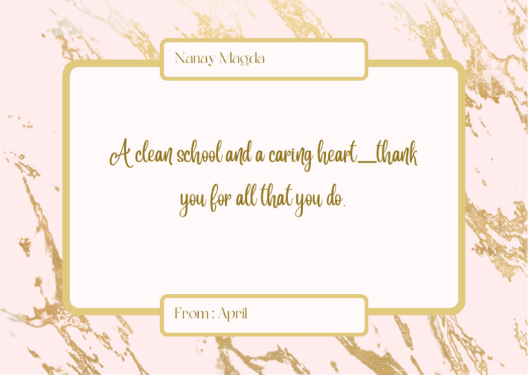 Pink Marble Blank Gift Note Card | PDF
