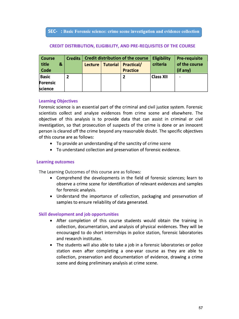 SEC (BMS - Forensic Science) | PDF