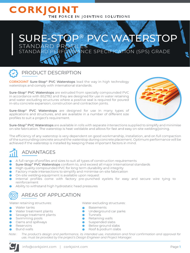 Sure-Stop PVC Waterstop - Standard Profile (SPS) - Brochure | PDF ...