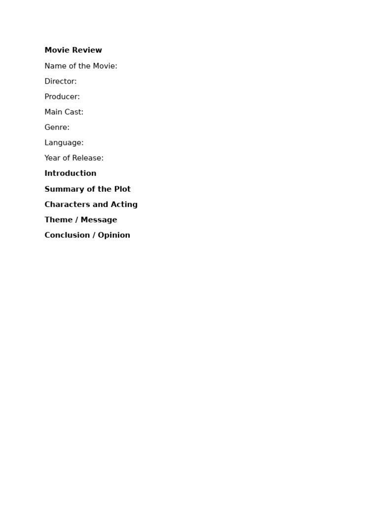 Movie Review Write Ups | PDF