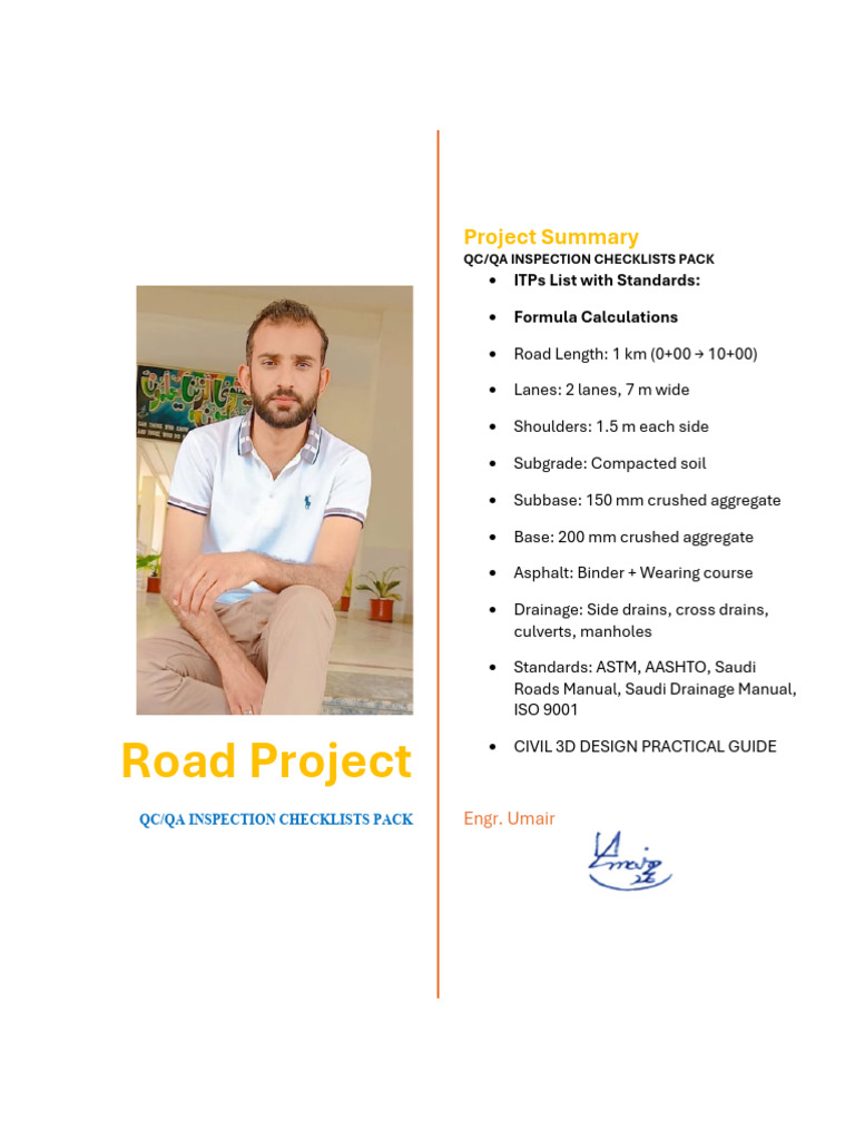 Road Project QC Qa Inspection Checklists Pack | PDF | Road ...