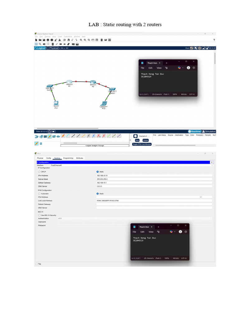 Static Routing With Two Routers | PDF