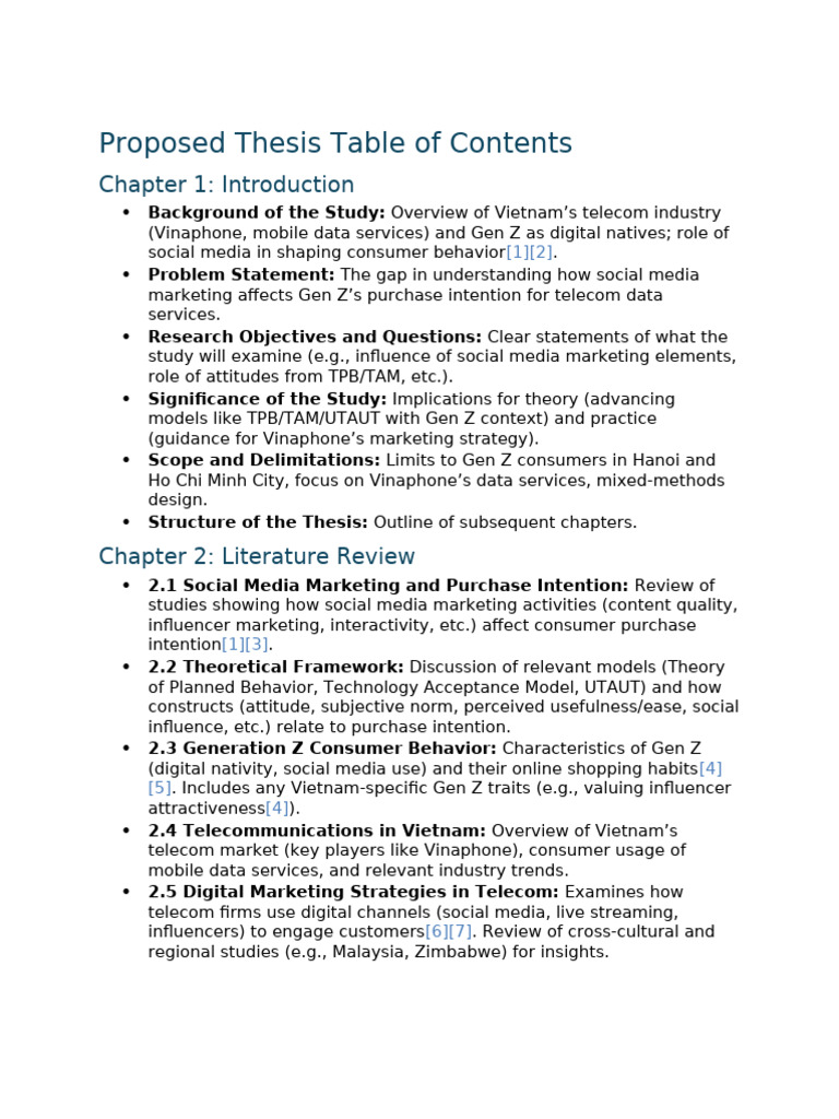 Proposed Thesis Table of Contents | PDF | Survey Methodology ...