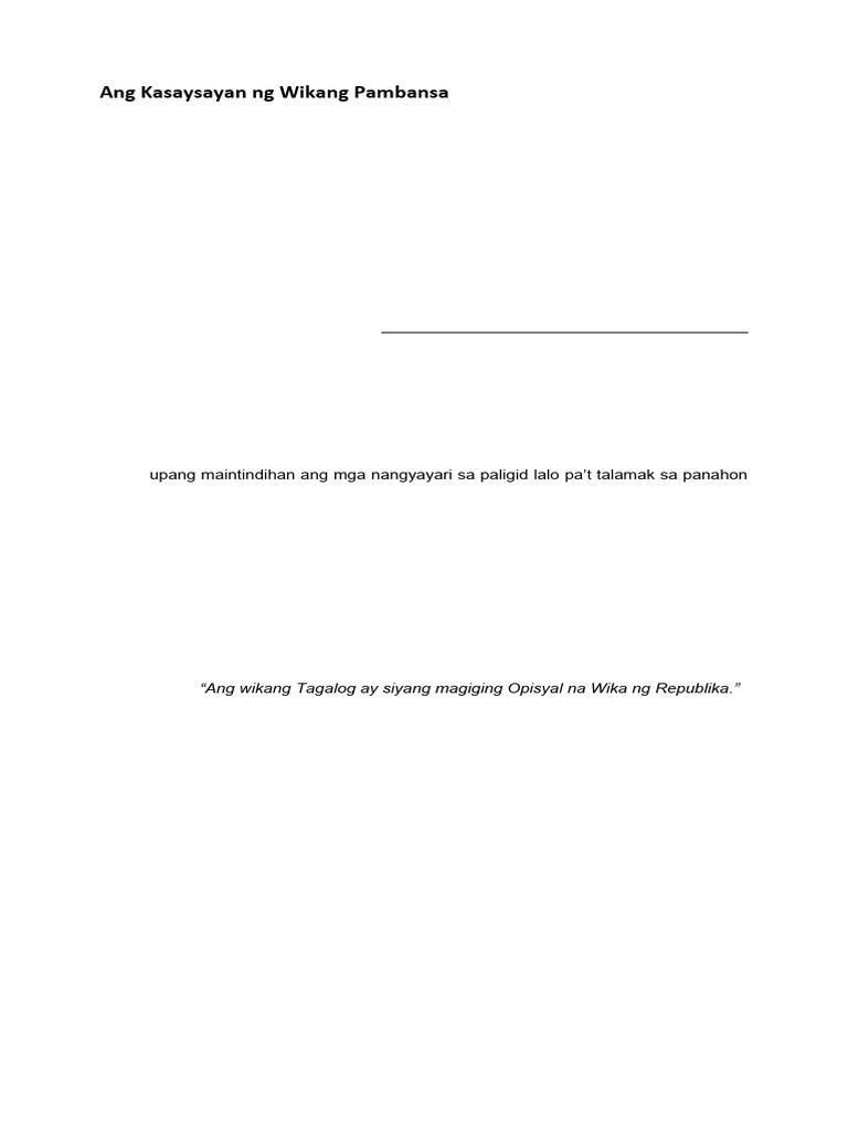 Wikang Filipino Notes 1 | PDF