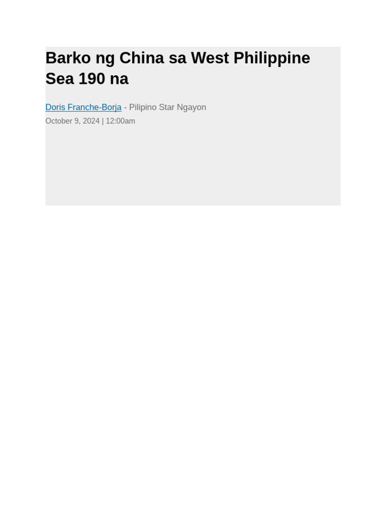 Barko NG China Sa West Philippine Sea 190 Na | PDF
